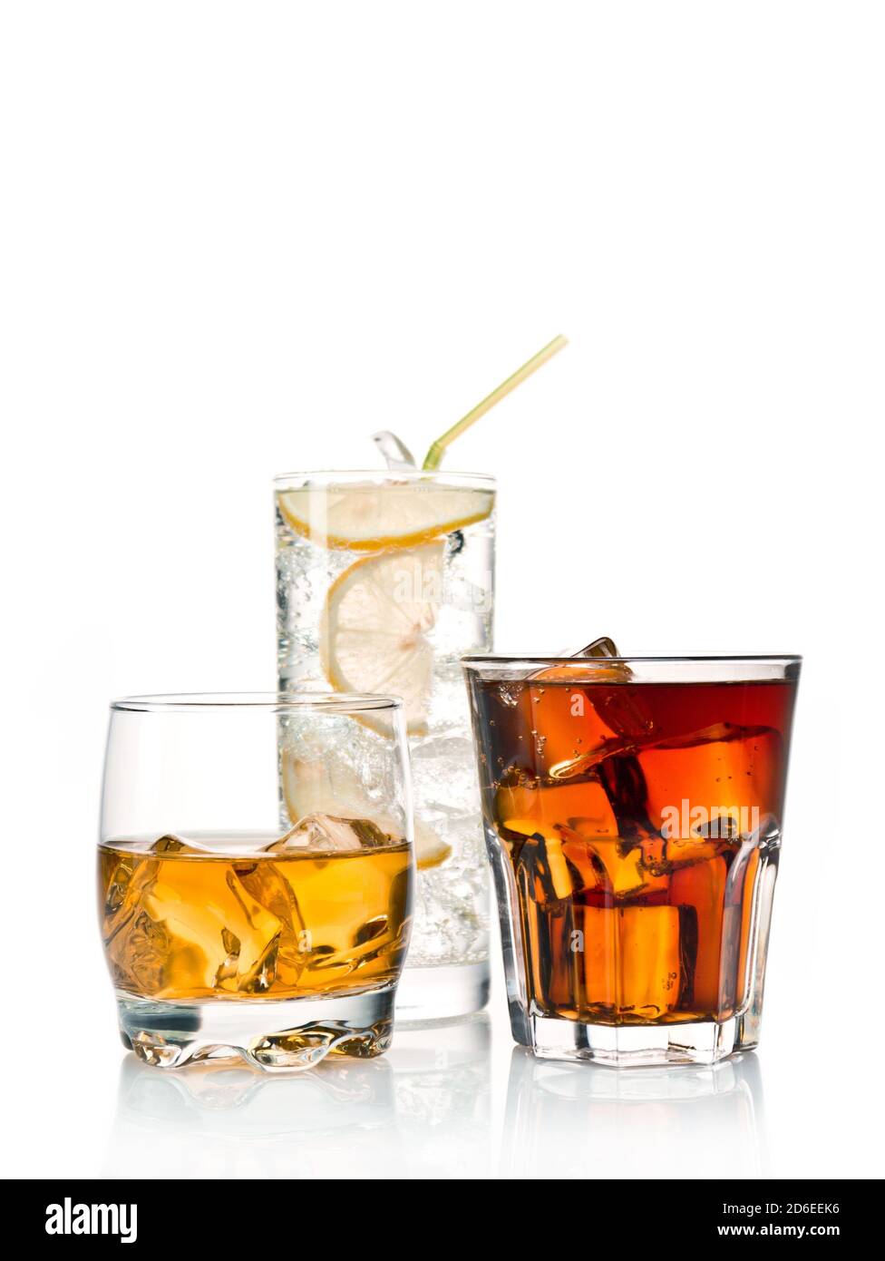 Three glasses of alcoholic and soft drinks Stock Photo - Alamy