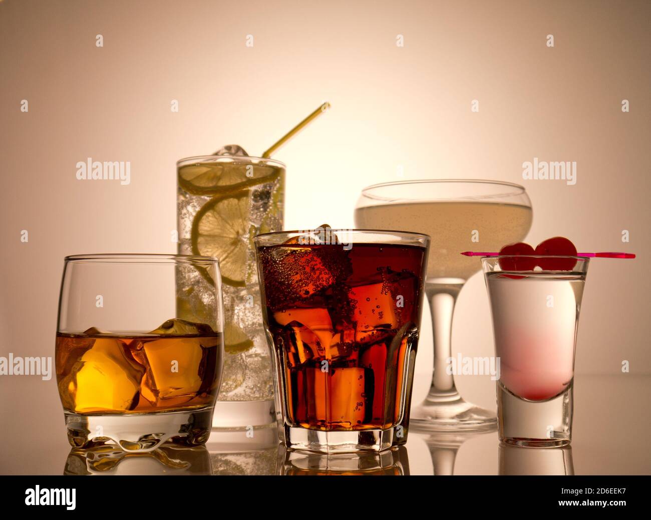 Various alcoholic cocktails and shots Stock Photo - Alamy