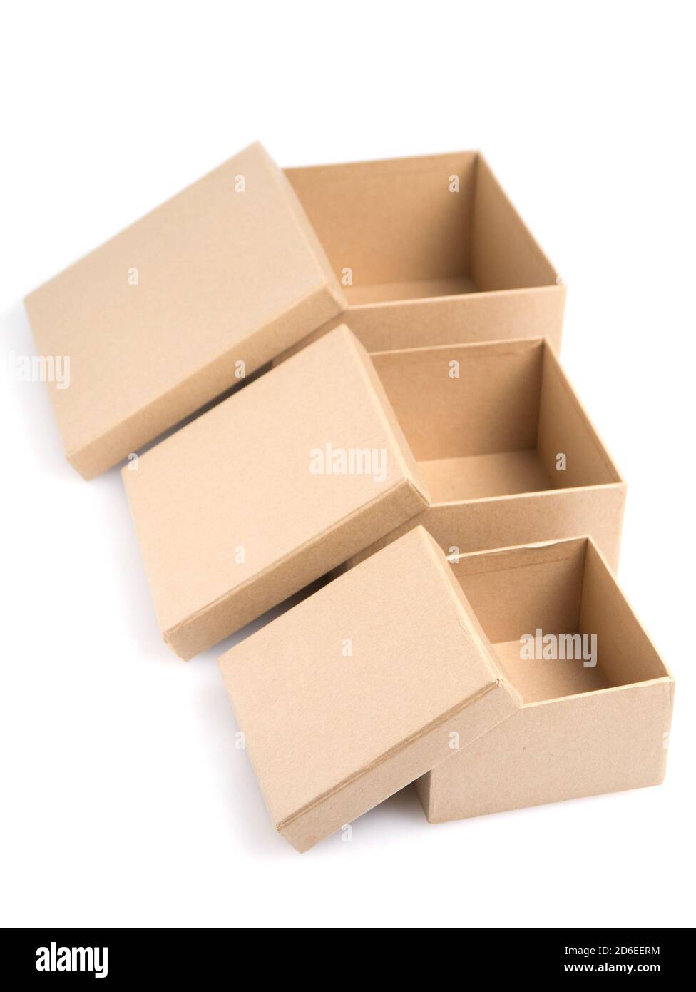 Three empty paper boxes of different size Stock Photo - Alamy