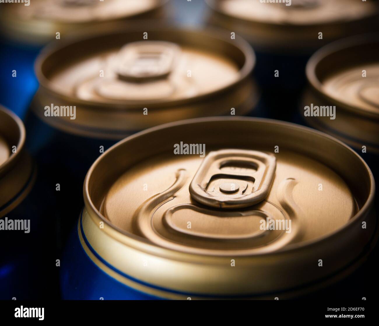 Top part of beer cans, close up view Stock Photo - Alamy