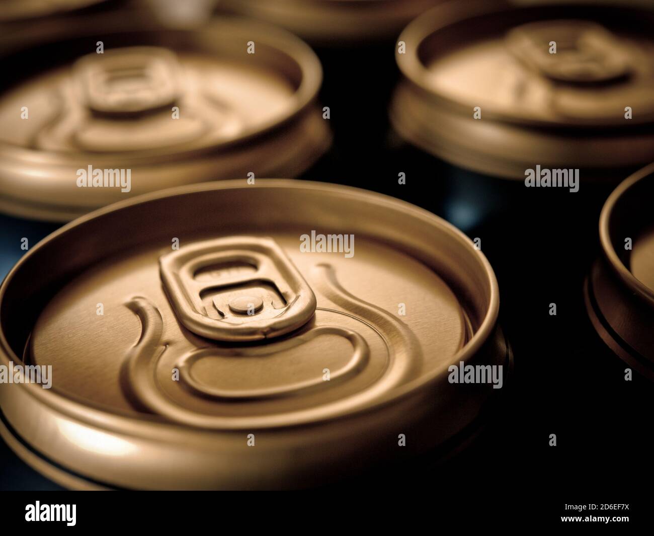 Top part of beer cans, close up view Stock Photo - Alamy