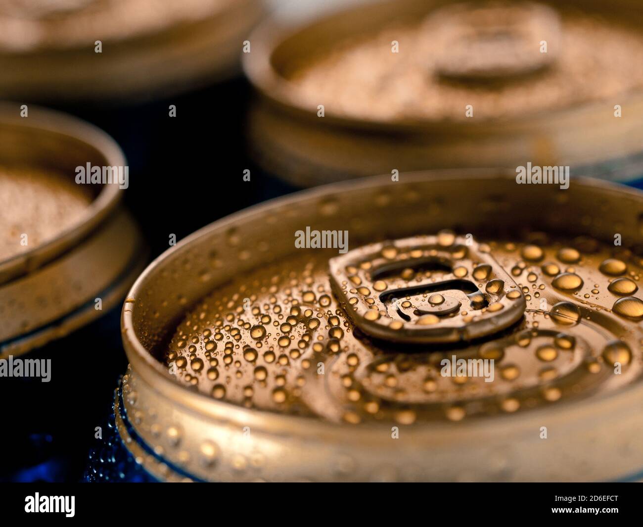 Top part of beer cans, close up view Stock Photo - Alamy