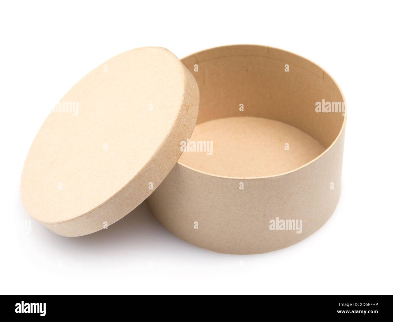 Round paper box with the open cover, on white background Stock Photo ...