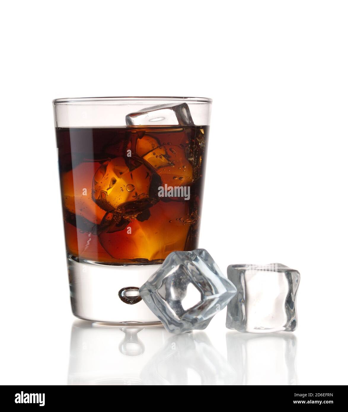 Glass of soda and ice cubes isolated on white Stock Photo - Alamy