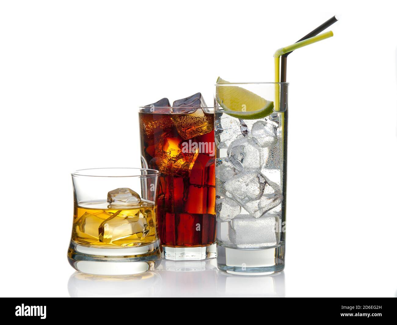 Variety of cocktails, isolated on white with reflection Stock Photo - Alamy