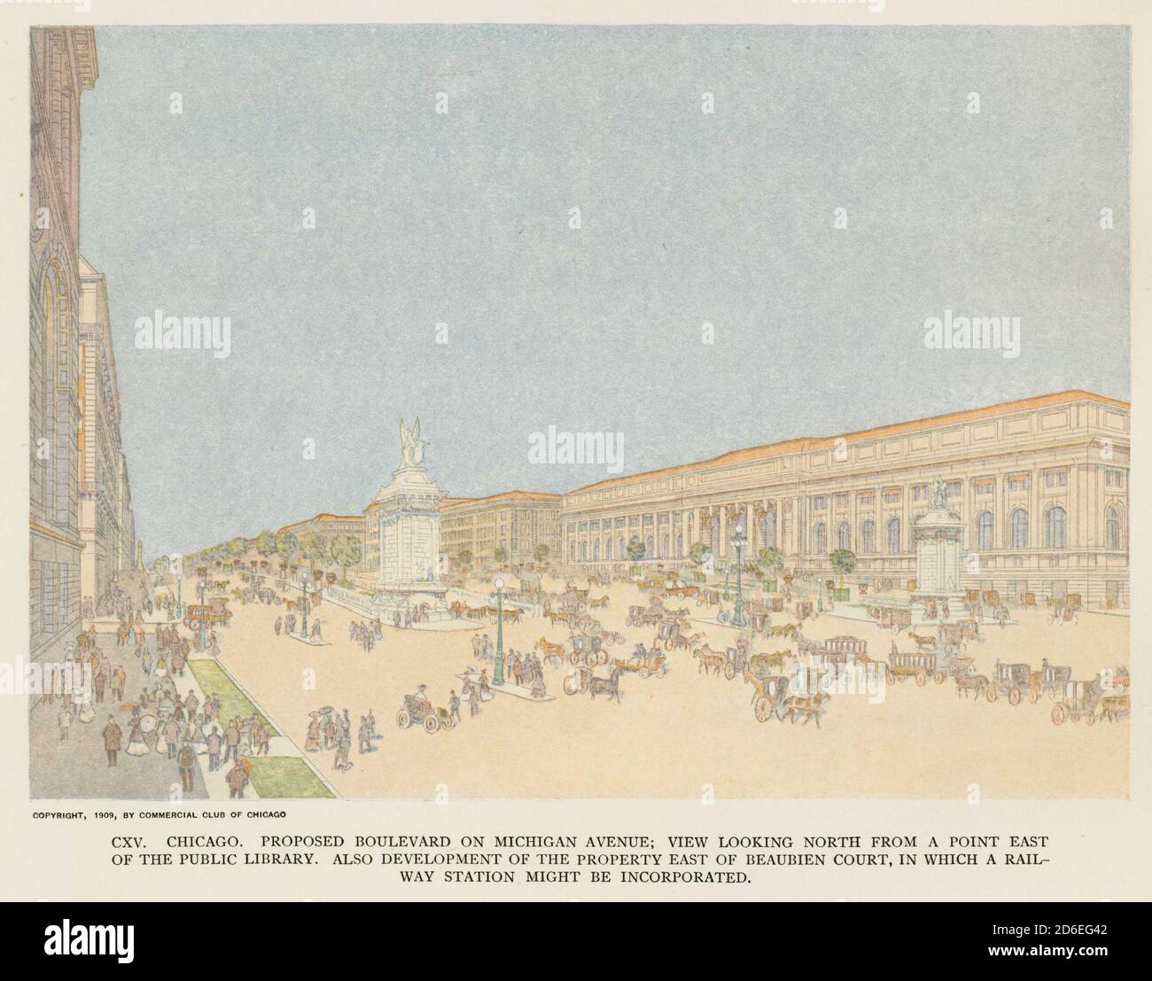 Illustration of proposed boulevard on Michigan Avenue from the Plan of ...