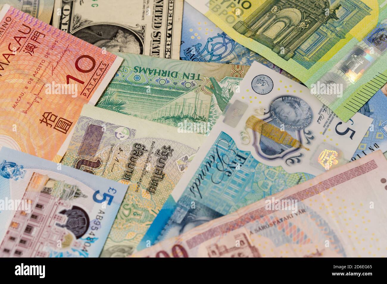 Varied bills from countries around the world Stock Photo - Alamy