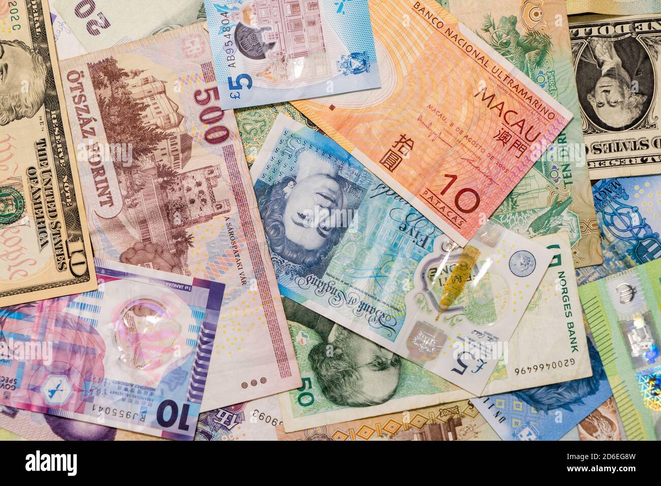 Varied bills from countries around the world Stock Photo - Alamy
