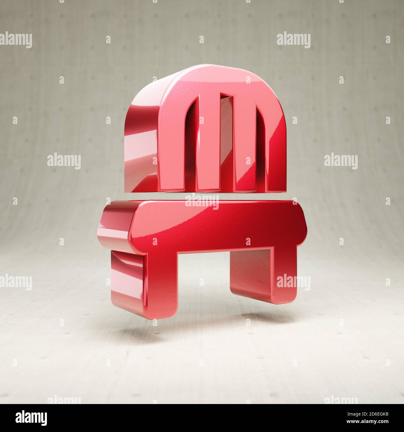 Chair icon. Gold glossy Chair symbol isolated on white concrete ...