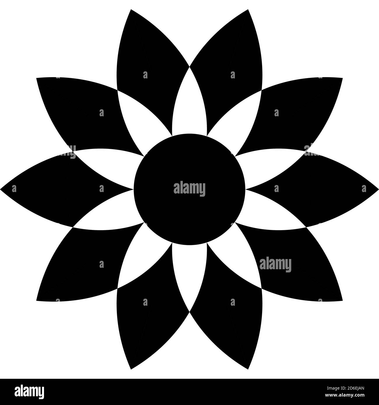 Geometric flower shape with alternating petals. Radial, radiating ...