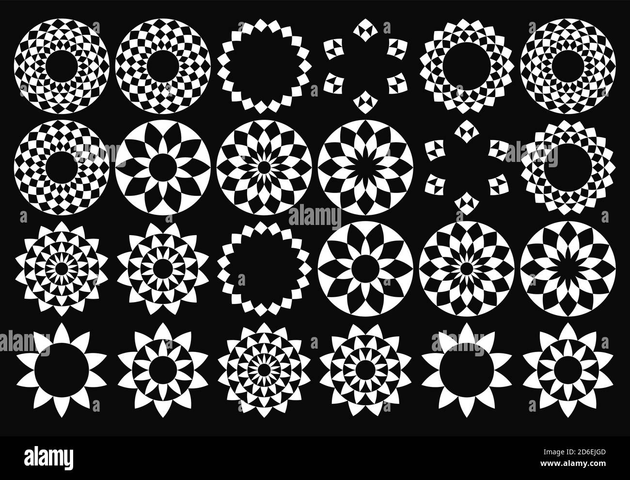 Geometric flower shape with alternating petals. Radial, radiating ...
