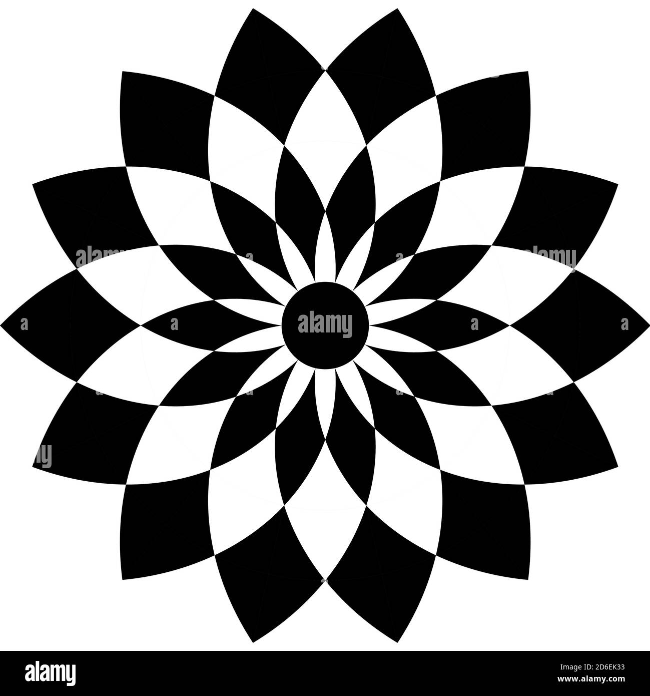 Geometric flower shape with alternating petals. Radial, radiating ...