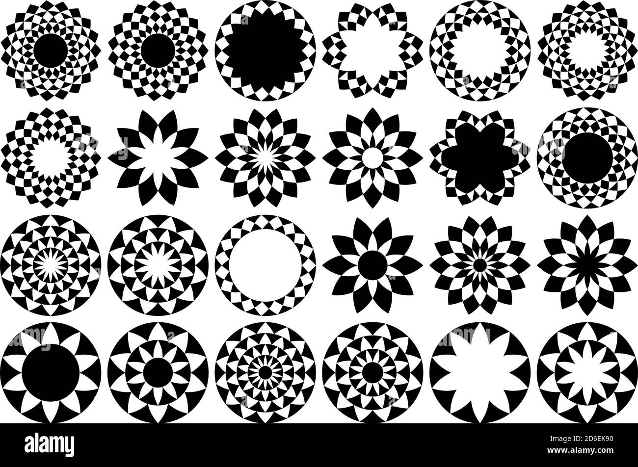 Geometric flower shape with alternating petals. Radial, radiating ...