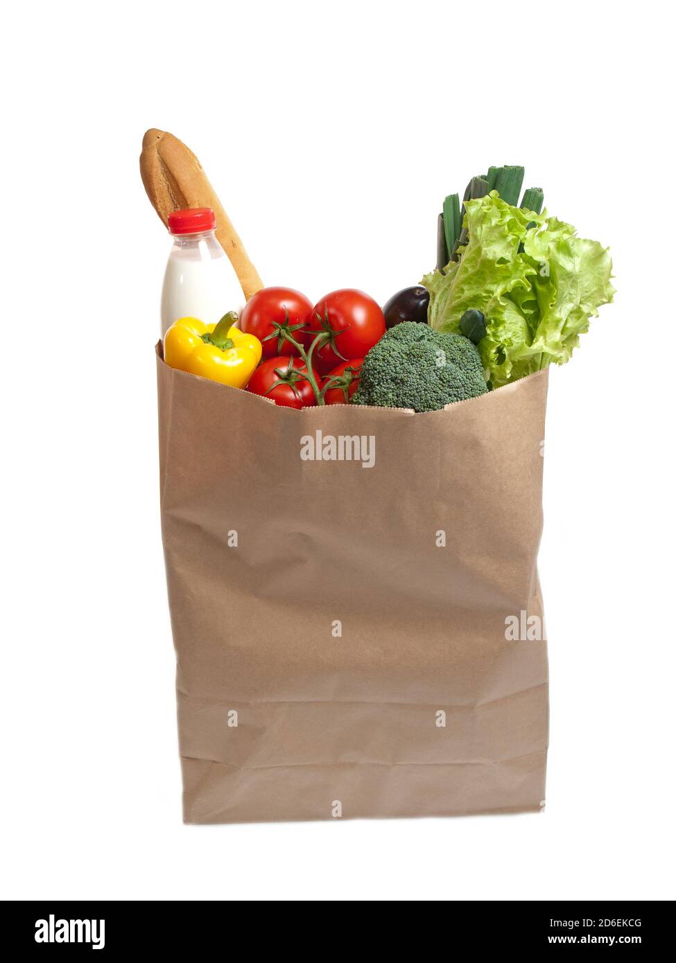 Paper bag full of food Stock Photo - Alamy