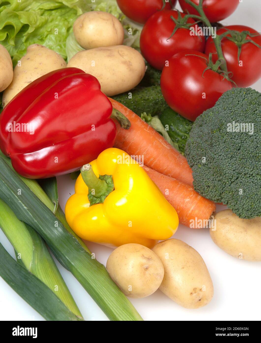 Large group of fresh vegetables on white background Stock Photo - Alamy