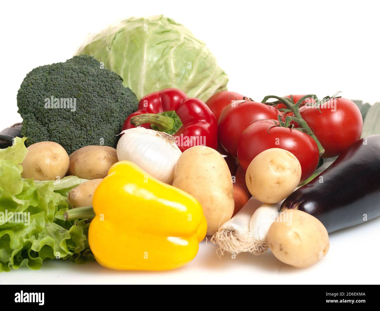 Large group of fresh vegetables on white background Stock Photo - Alamy