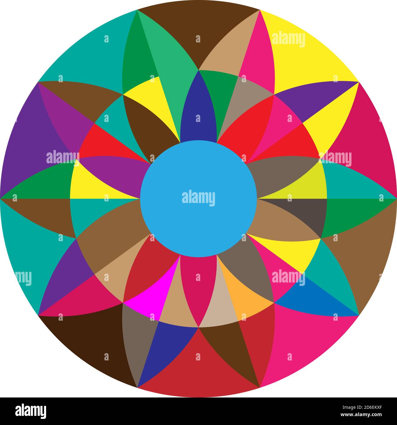 Geometric flower shape with alternating petals. Radial, radiating ...