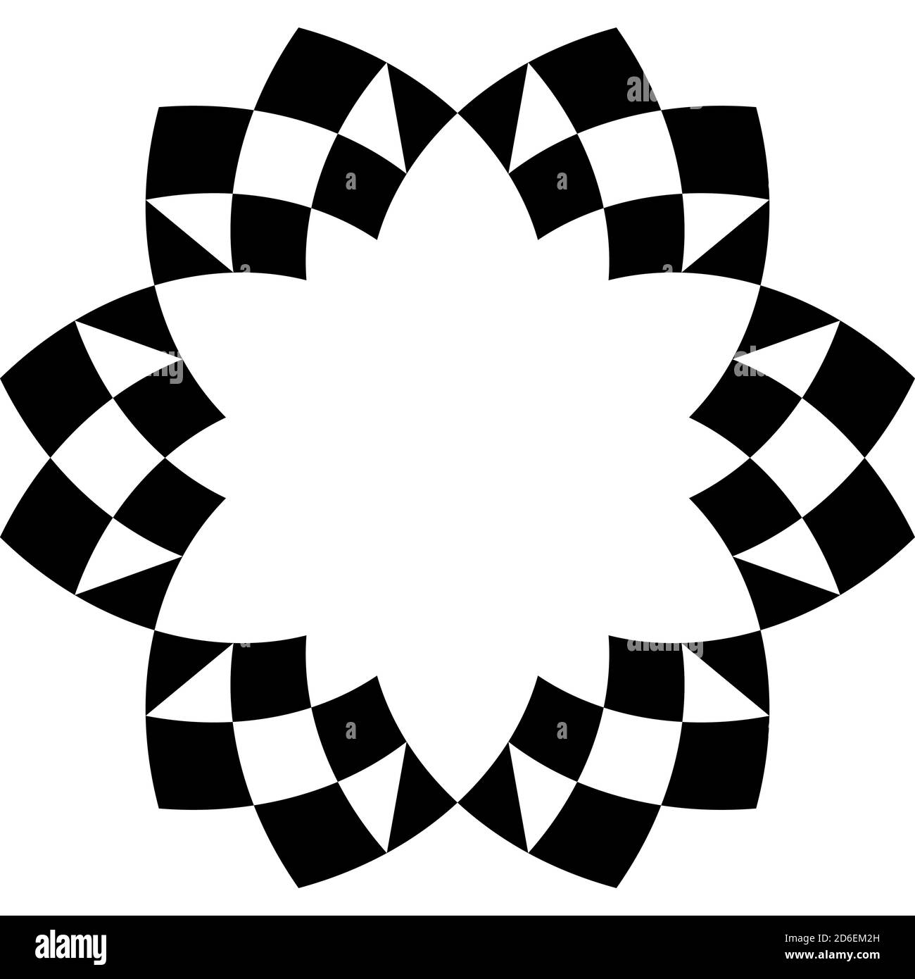 Geometric flower shape with alternating petals. Radial, radiating ...