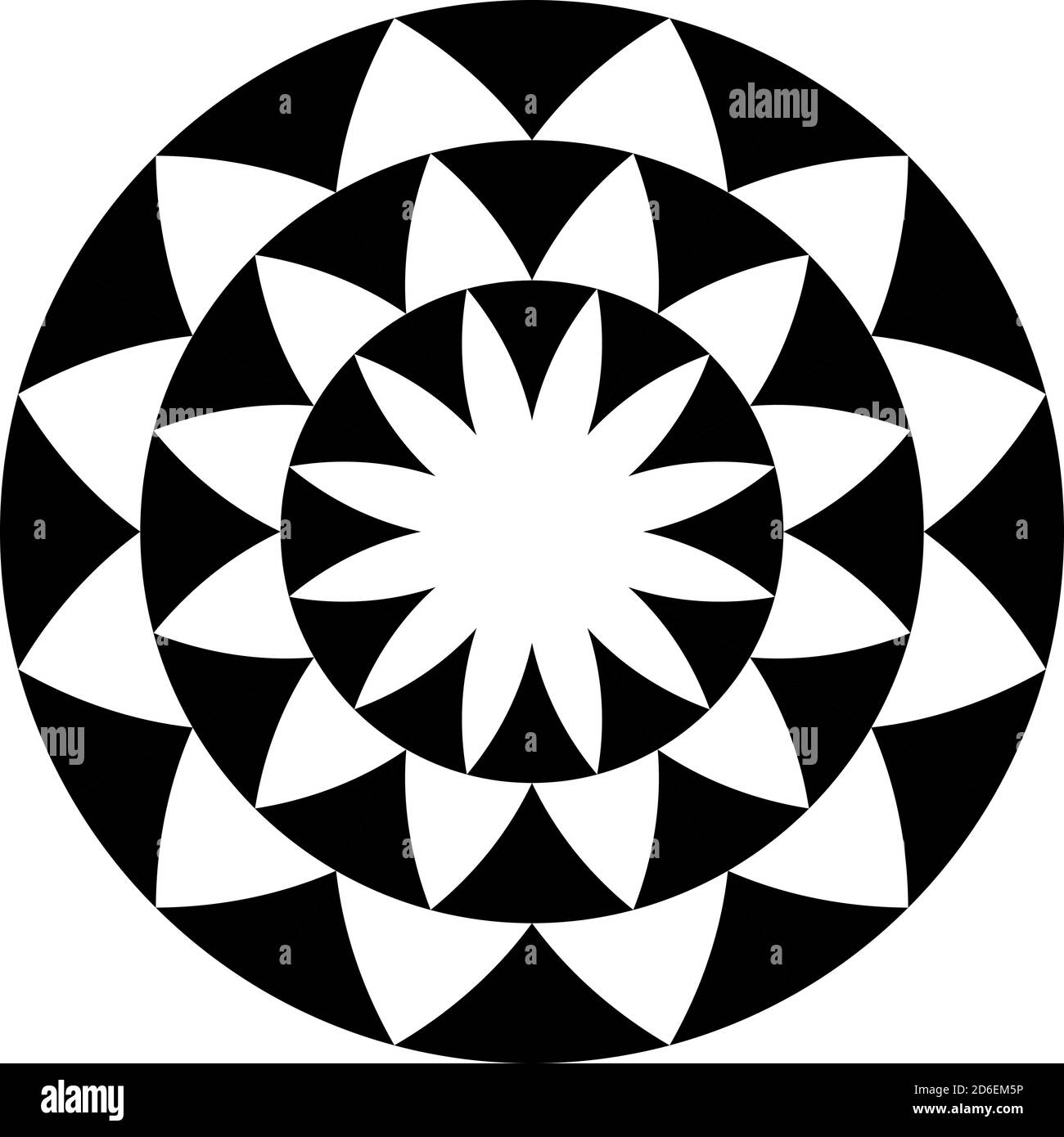 Geometric flower shape with alternating petals. Radial, radiating ...