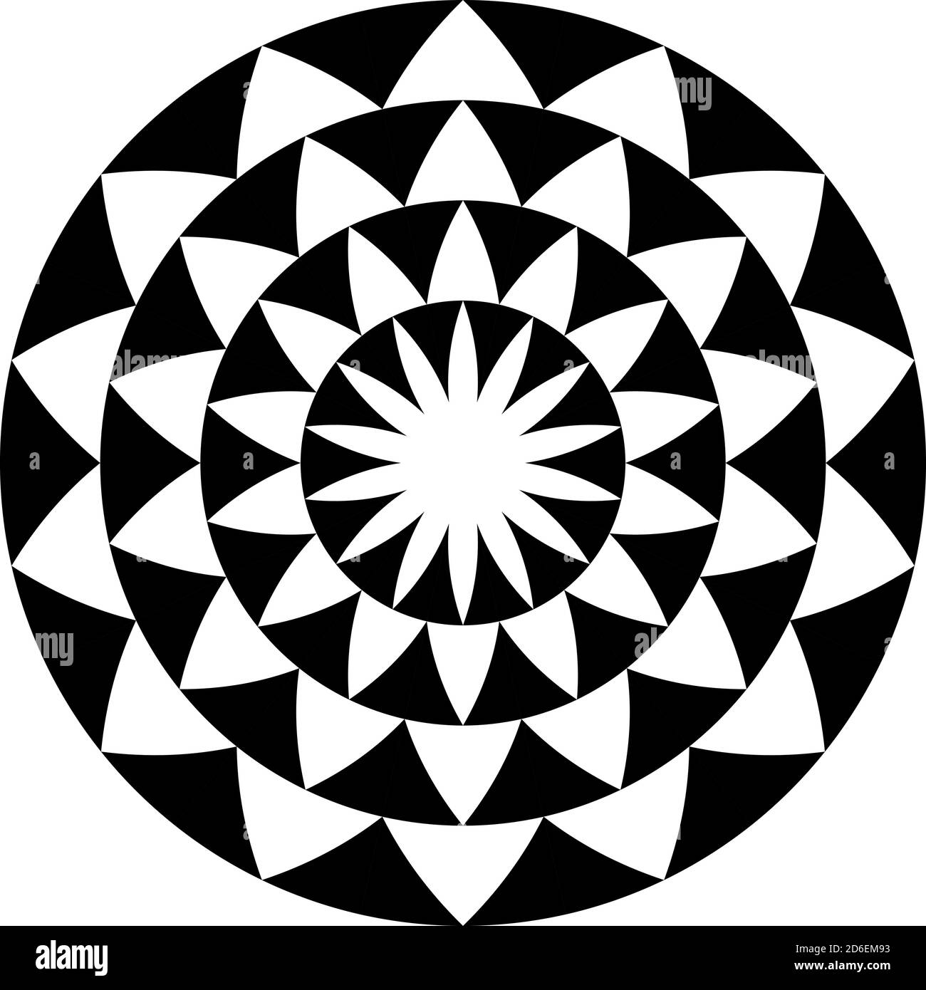 Geometric flower shape with alternating petals. Radial, radiating ...