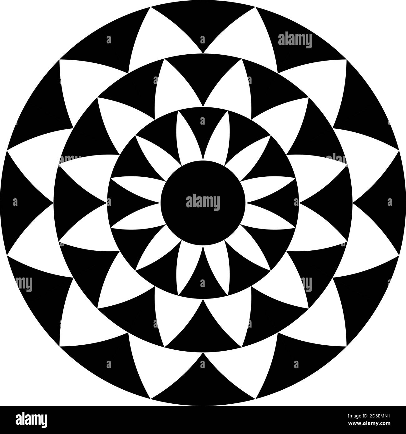Geometric flower shape with alternating petals. Radial, radiating ...