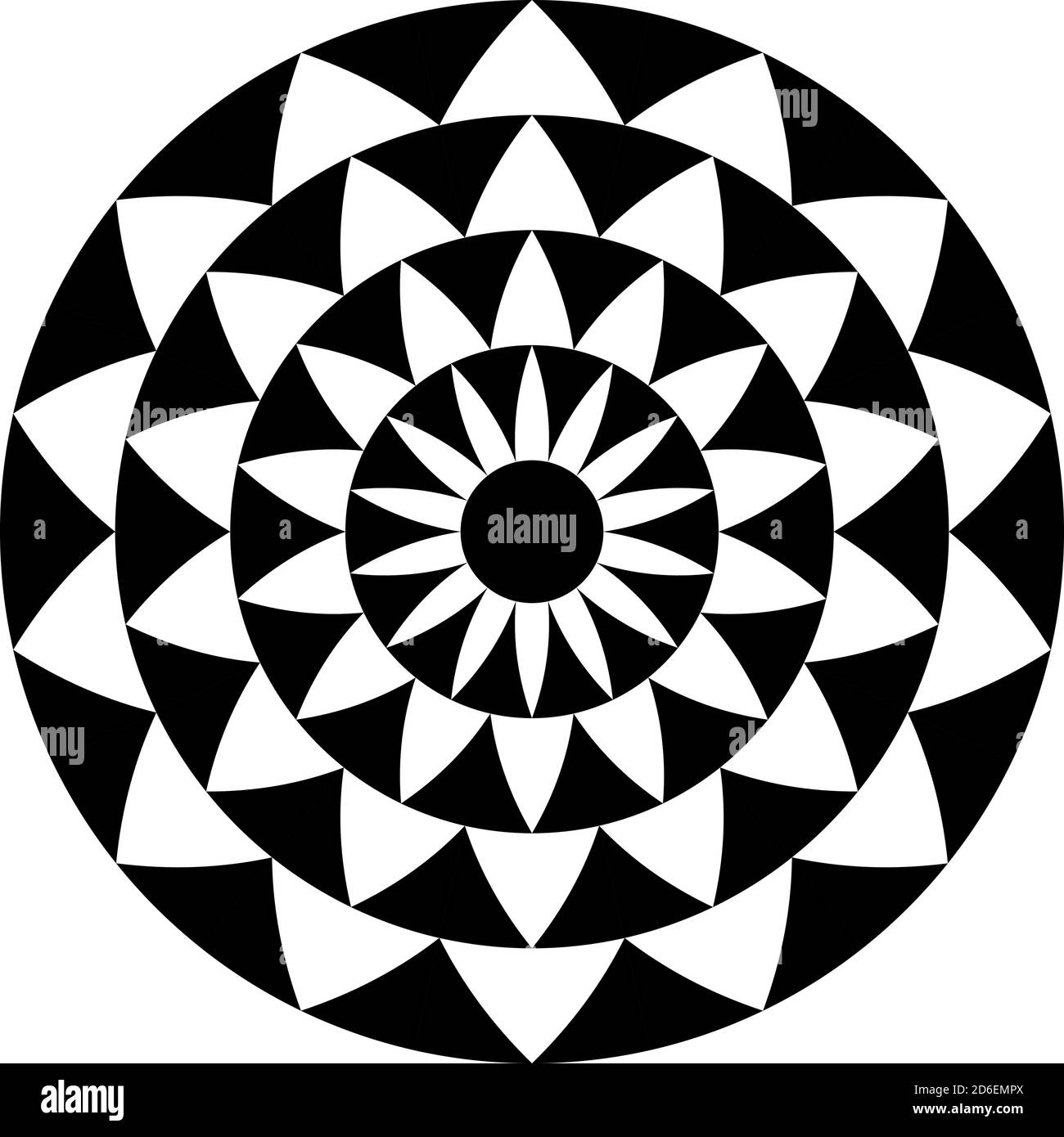 Geometric flower shape with alternating petals. Radial, radiating ...