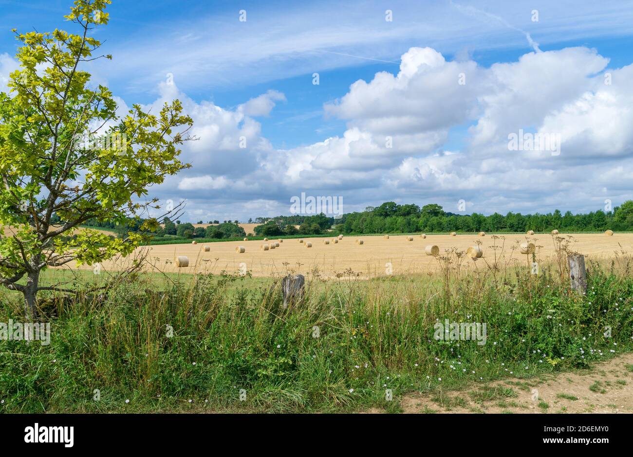 UK, Gloucestershire, Bibury near Cirencester, countryside, stubble ...
