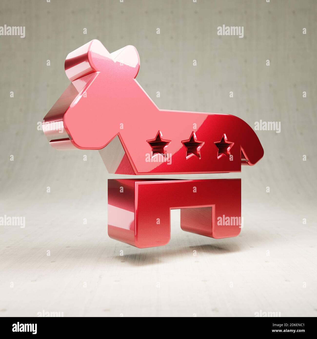 Democrat icon. Gold glossy Democrat symbol isolated on white concrete ...