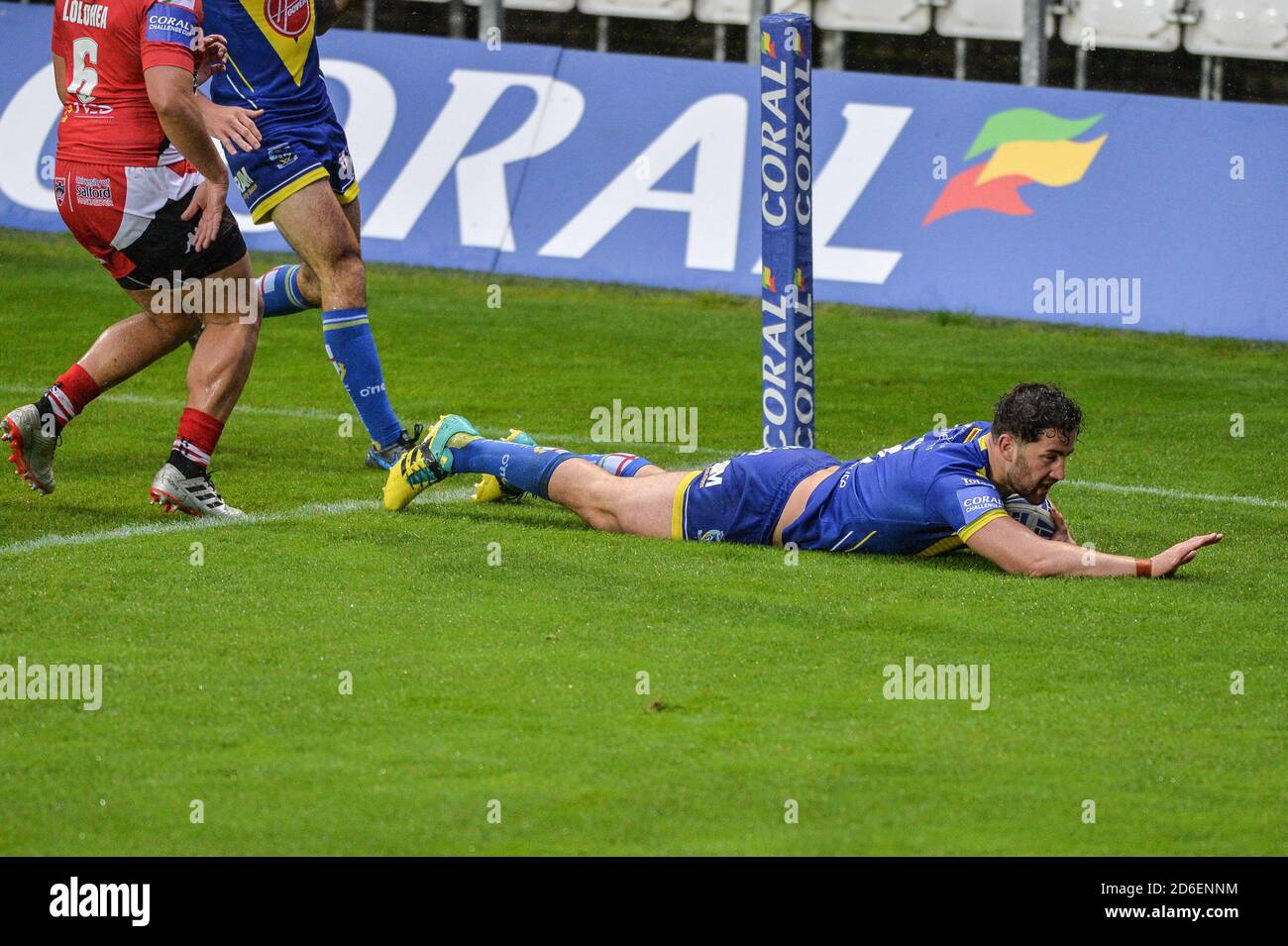 Toby King of Warrington Wolves goes over for a try Stock Photo - Alamy