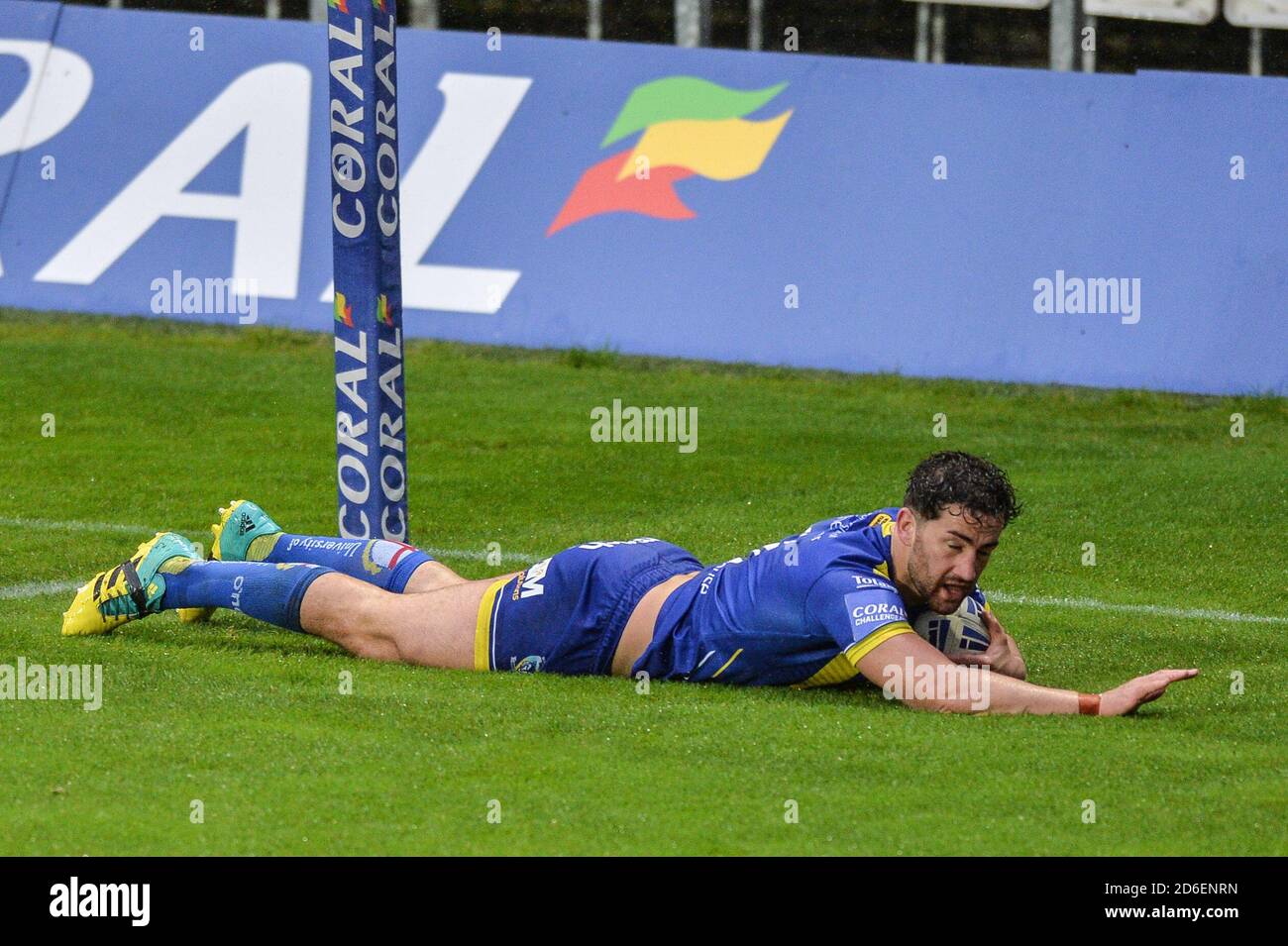 Toby King of Warrington Wolves goes over for a try Stock Photo - Alamy