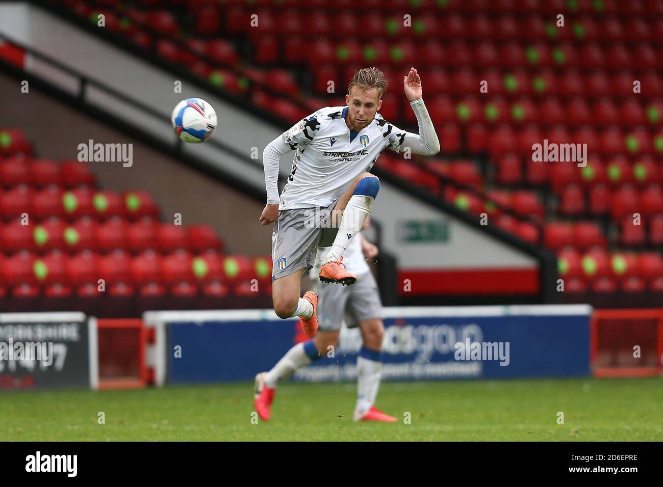 Ben Stevenson (24) of Colchester United controls the ball Stock Photo ...
