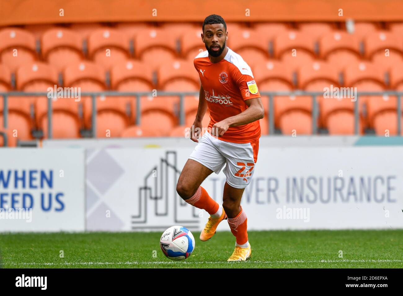 Christopher Hamilton (22) of Blackpool looks for a cross Stock Photo ...