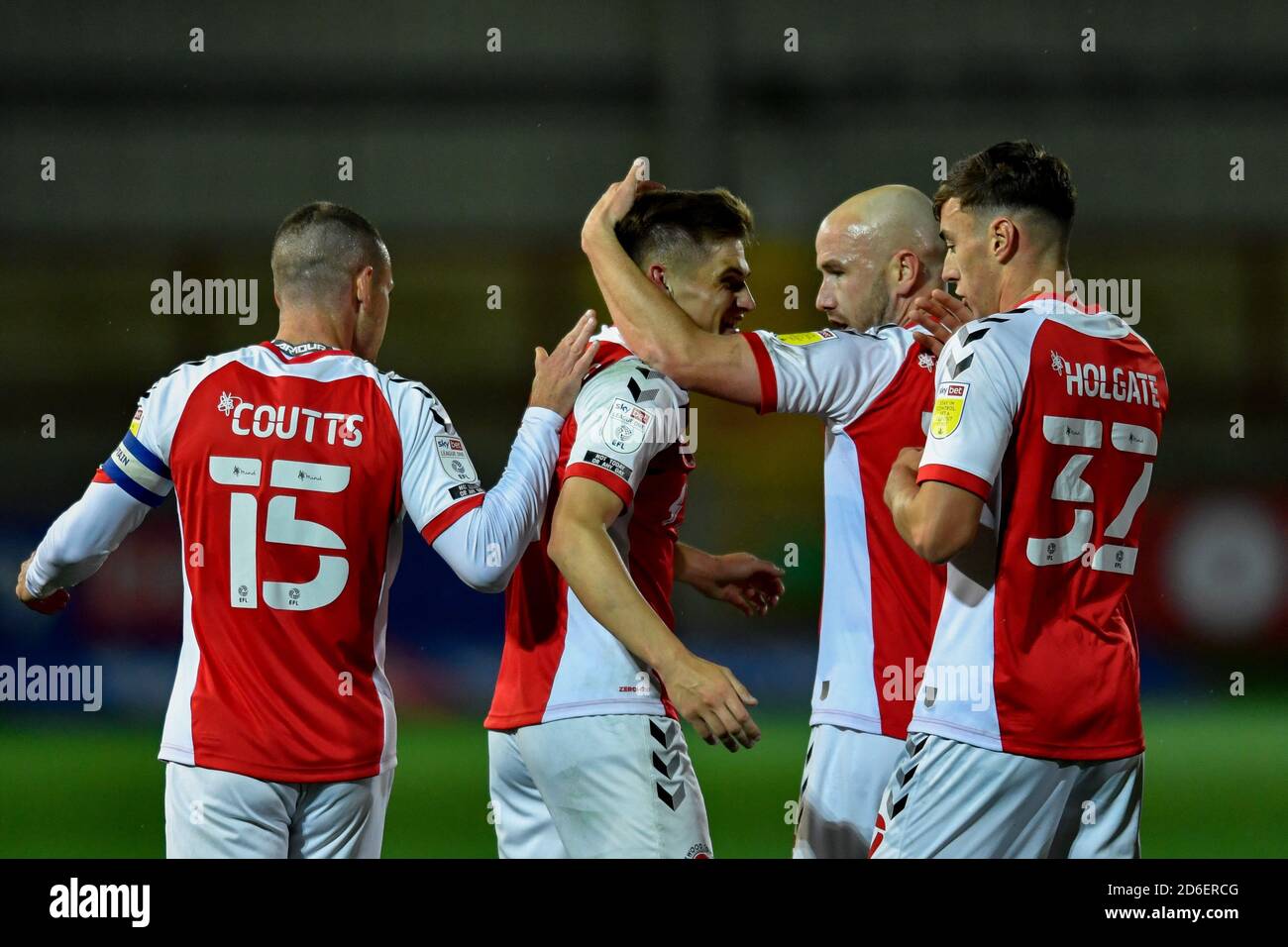Harvey Saunders (20) of Fleetwood Town celebrates his goal with his ...