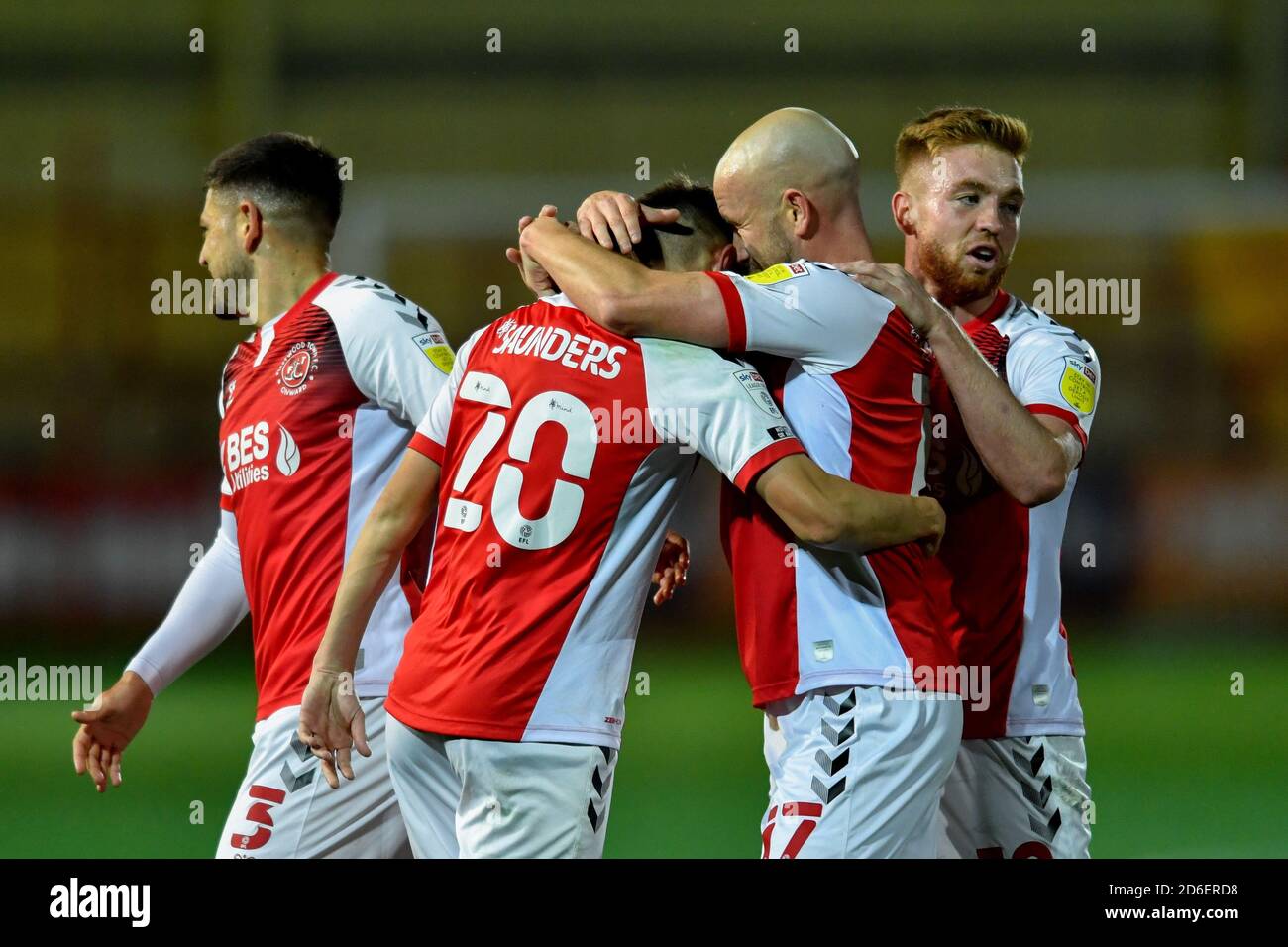 Harvey Saunders (20) of Fleetwood Town celebrates his goal with his ...