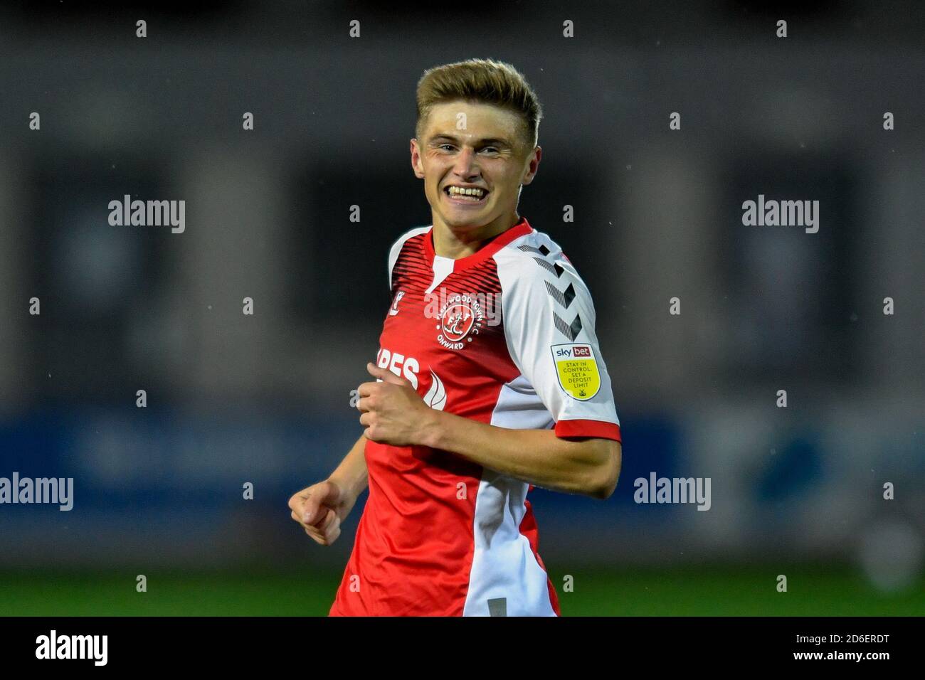 Harvey Saunders (20) of Fleetwood Town celebrates his goal to make it 1 ...