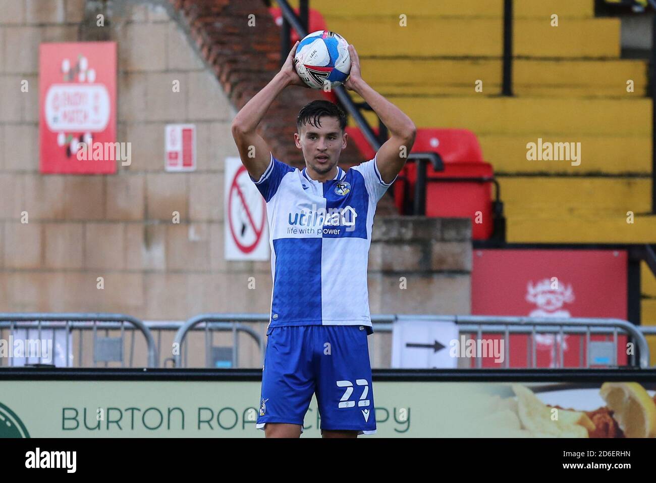 Josh Hare (22) of Bristol Rovers prepares for a throw in Stock Photo ...