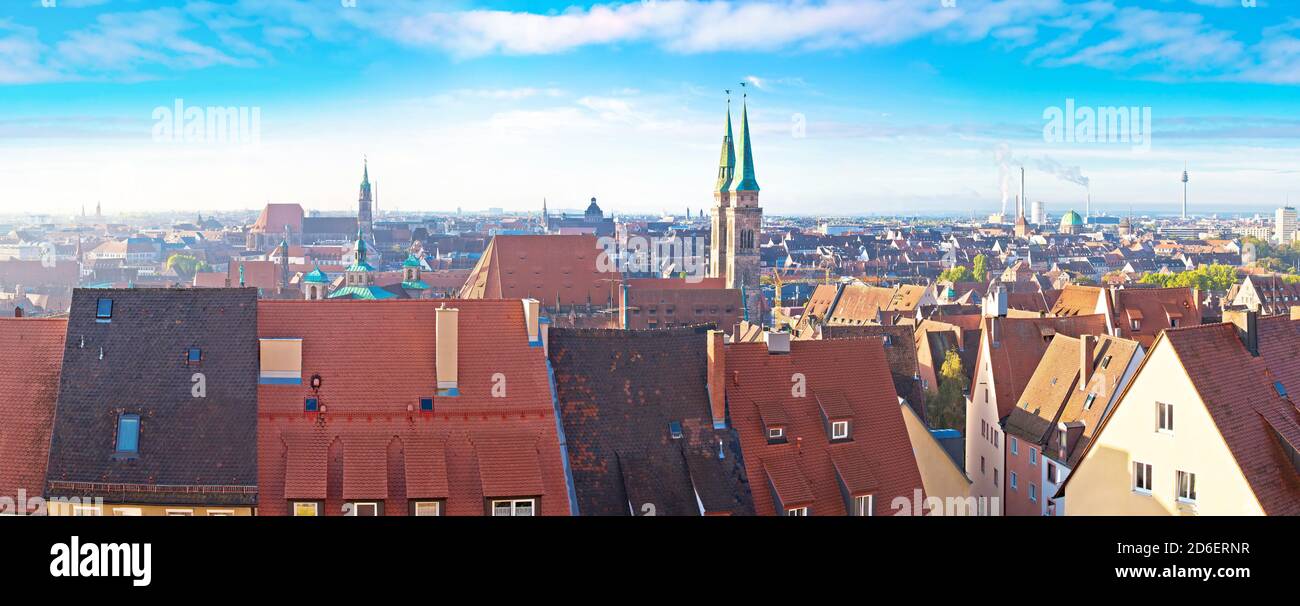 Nurnberg. Rooftops and cityscape of Nuremberg old town panoramic view ...