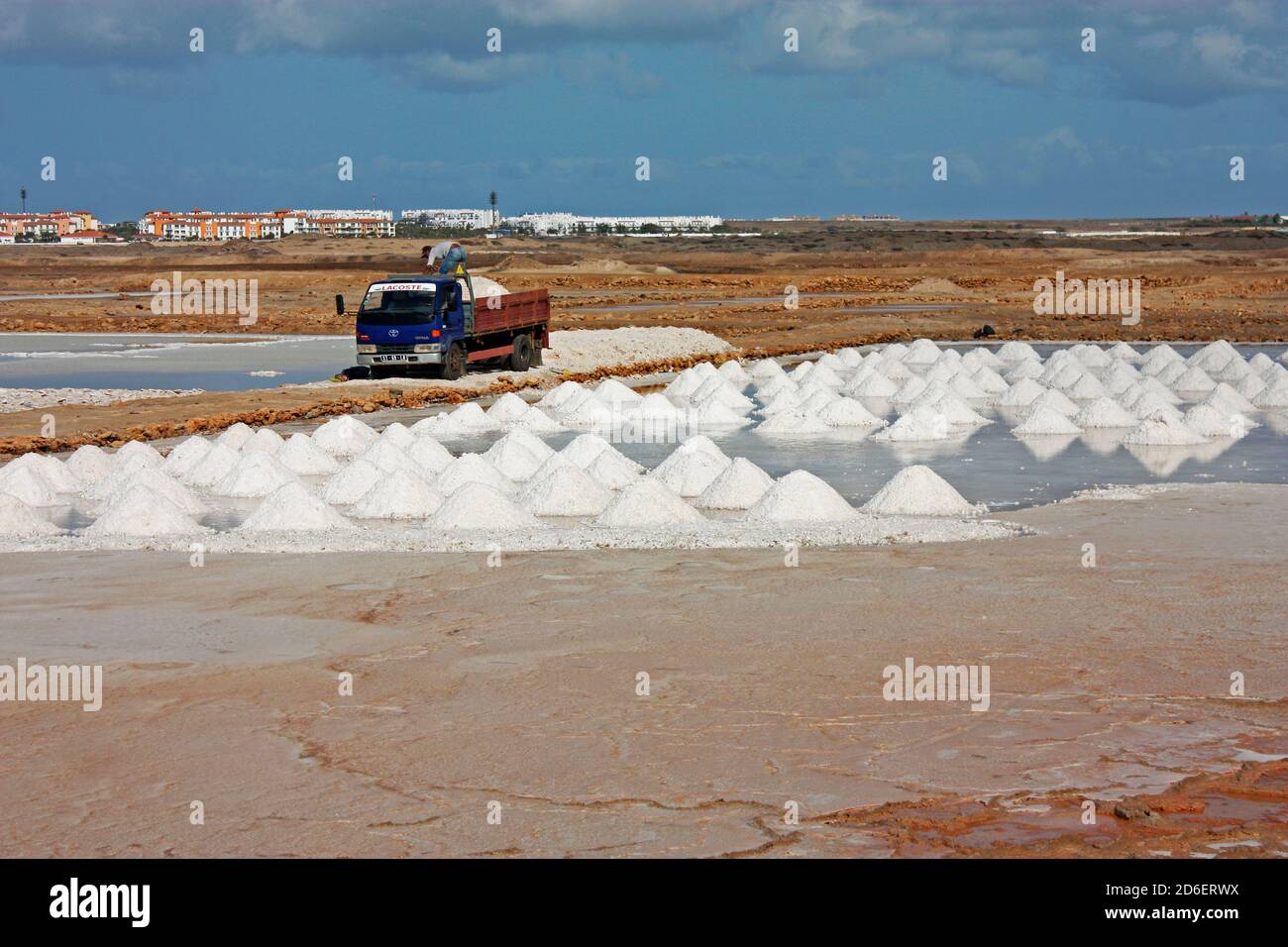 Loading salt in to a truck, harvesting salt Stock Photo - Alamy