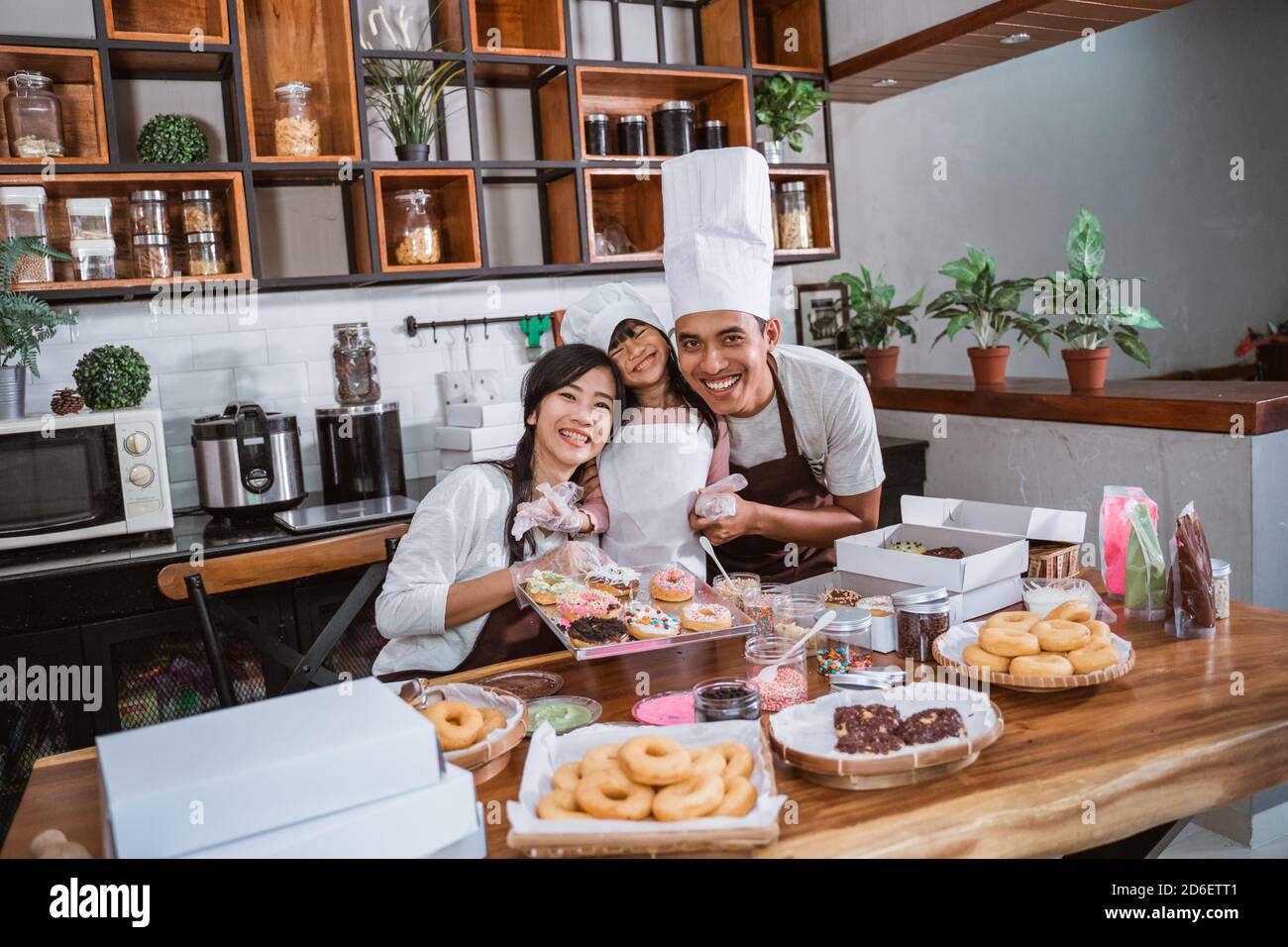 Asian Family Kitchen Lifestyle. Cooking together at home Stock Photo ...