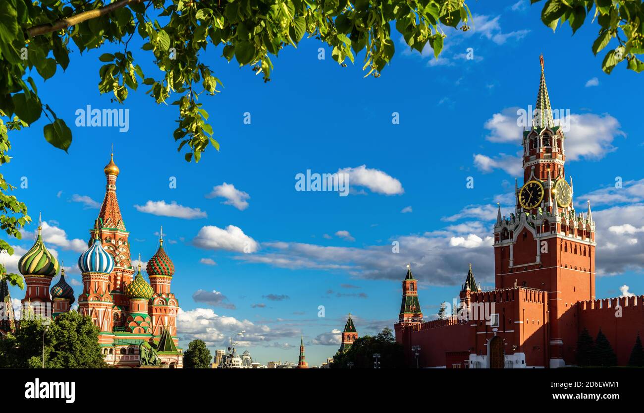 Moscow cityscape in summer, Russia. Panorama of Red Square in Moscow ...