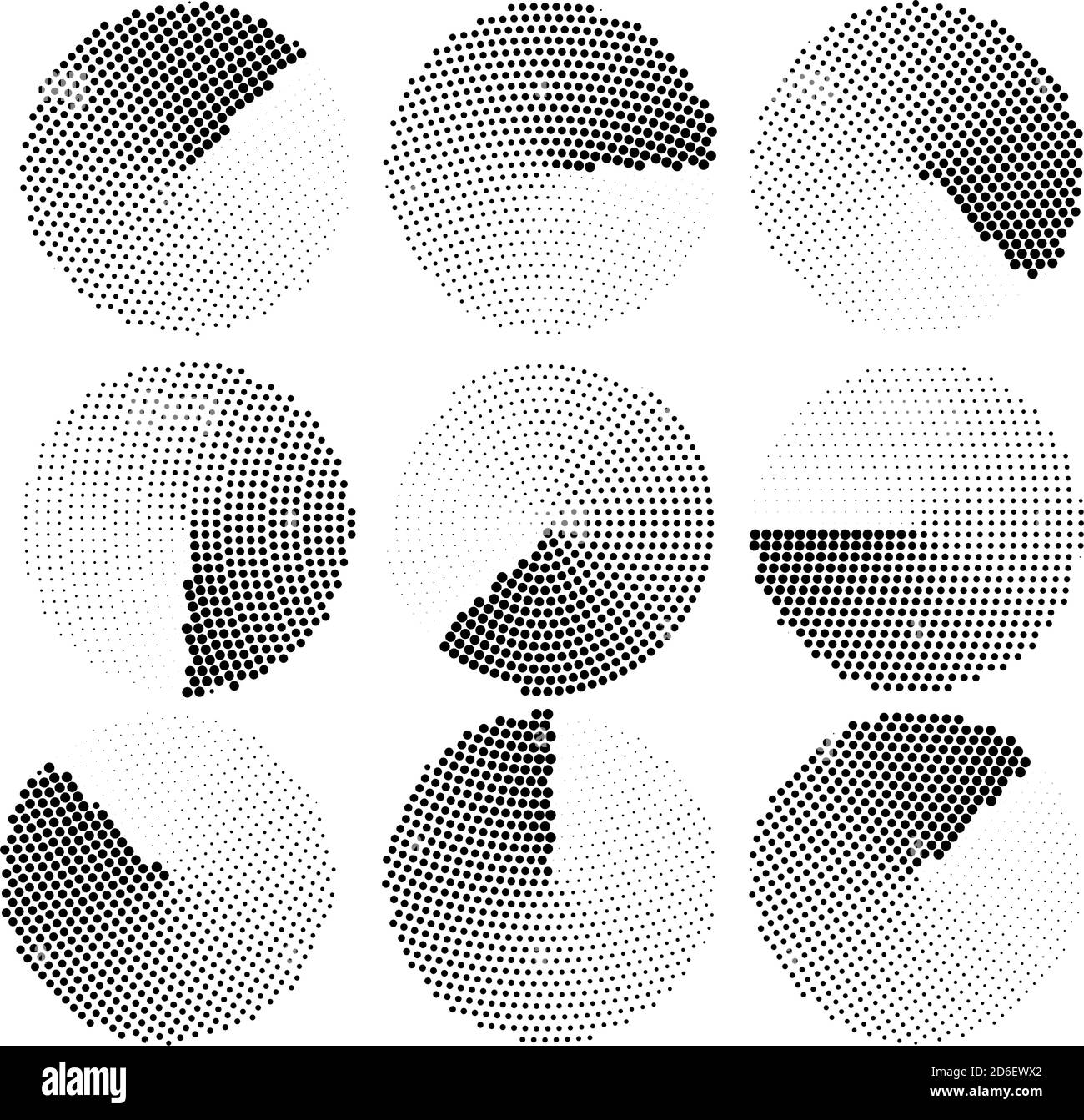 Circle halftone, screentone vector illustrations. Dots, dotted ...