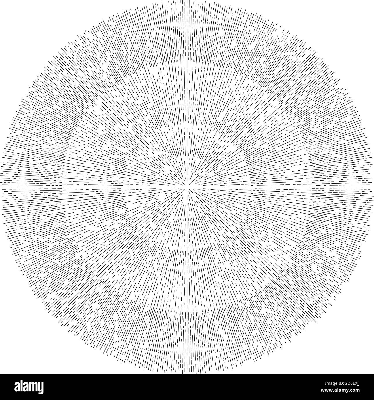 Radial, radiating lines abstract burst element. Concentric whirligig ...