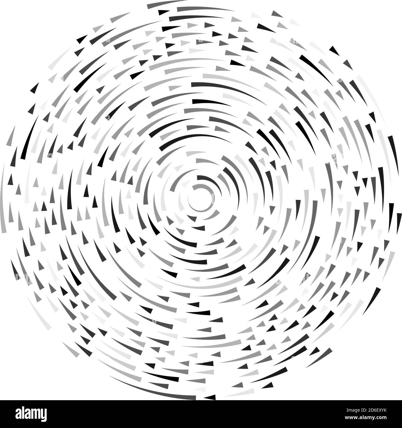 Radial, radiating lines abstract burst element. Concentric whirligig ...
