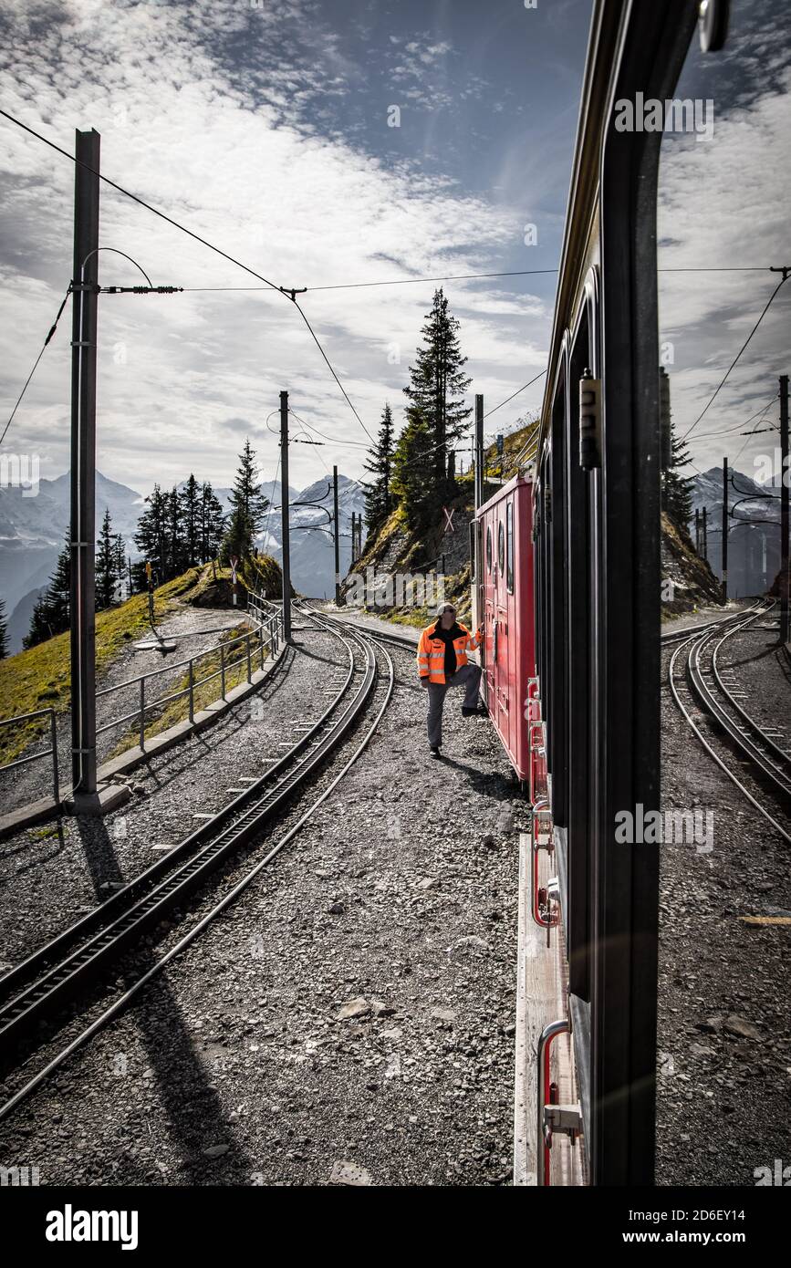 Swiss alpine cog railway train hi-res stock photography and images - Alamy