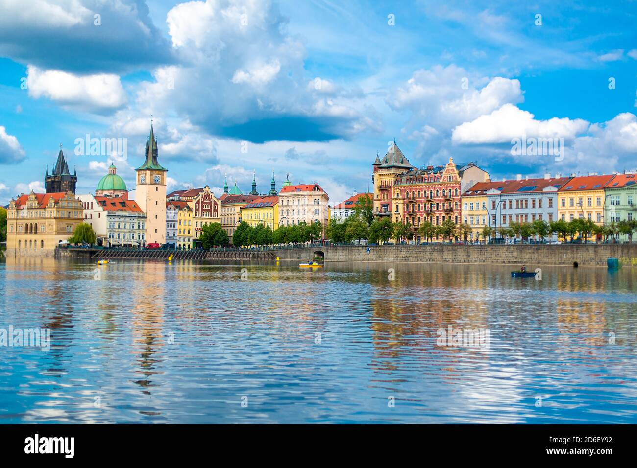 The landscape of the city of Prague view from the Vltava river on the ...