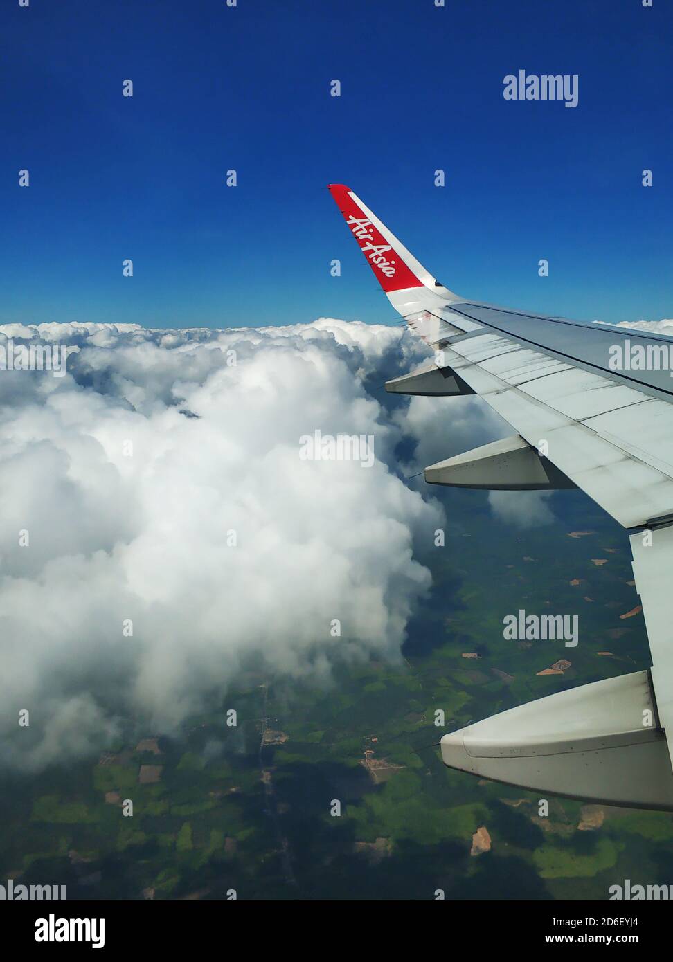 The view from the airplane window to the ground. Landscape view from ...