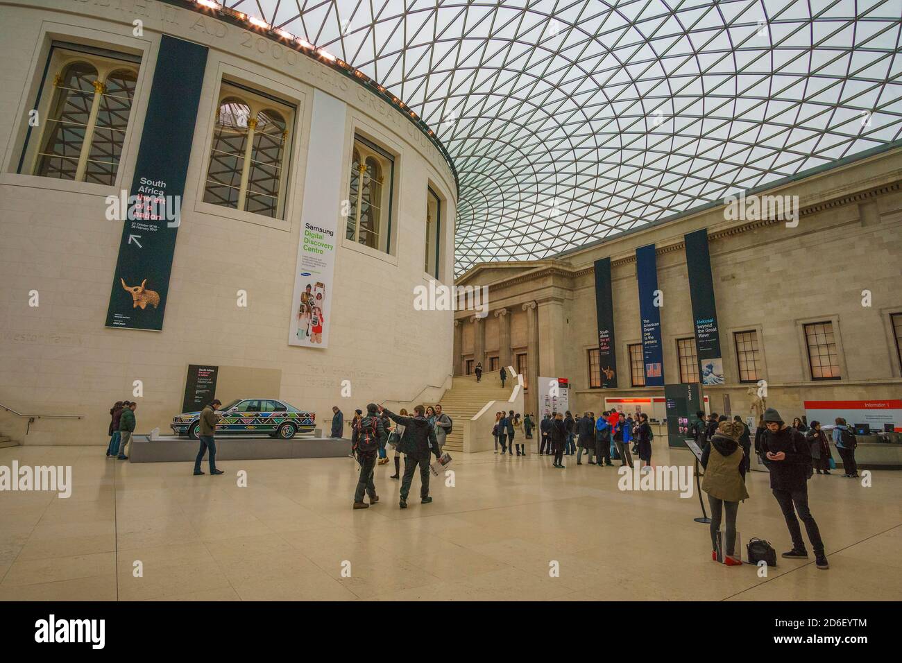 Interior and exhibits from different parts of the famous British Museum ...