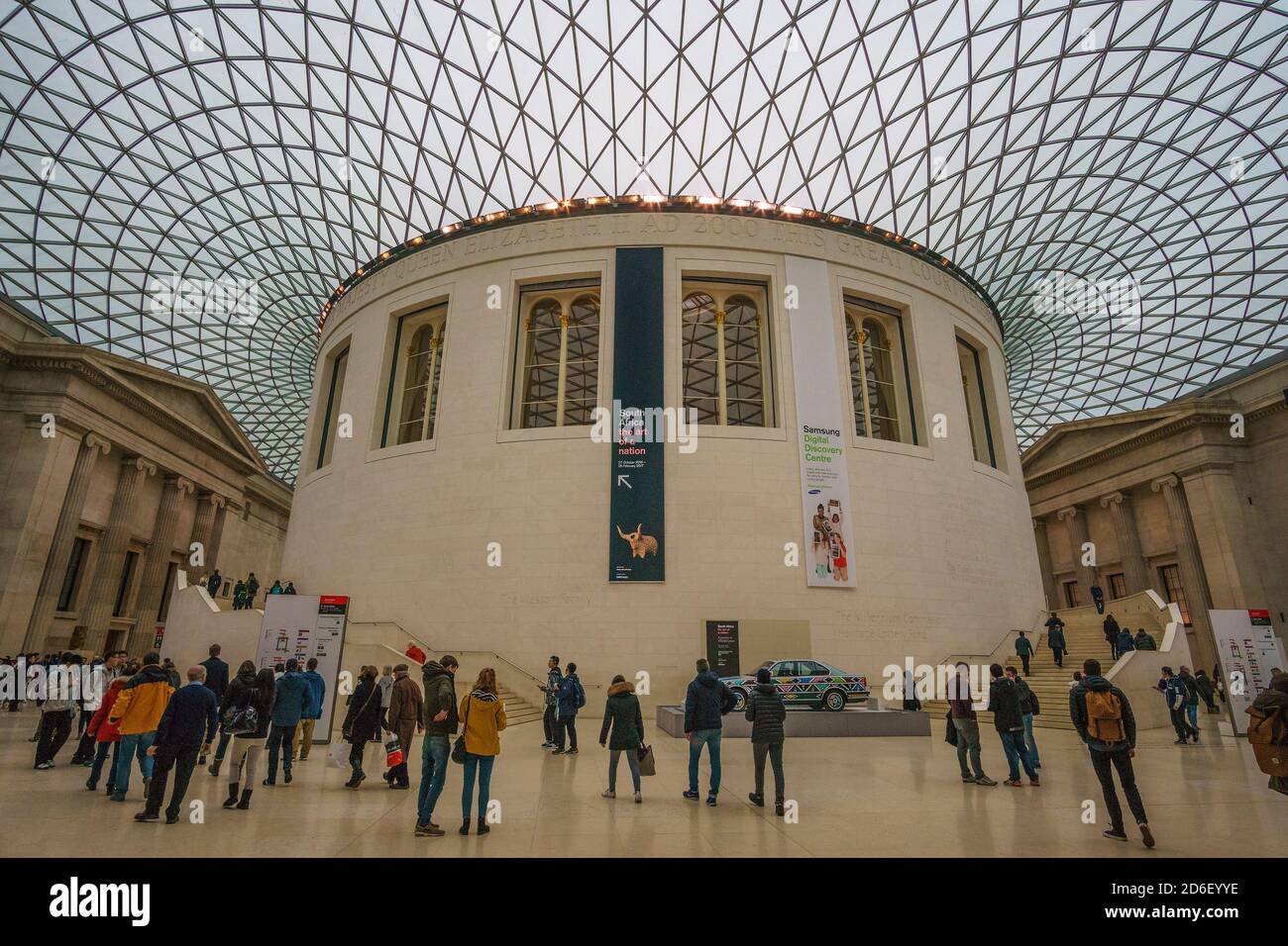 Interior and exhibits from different parts of the famous British Museum ...