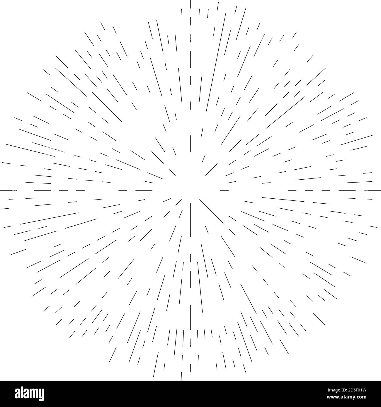 Radial, radiating lines abstract burst element. Concentric whirligig ...