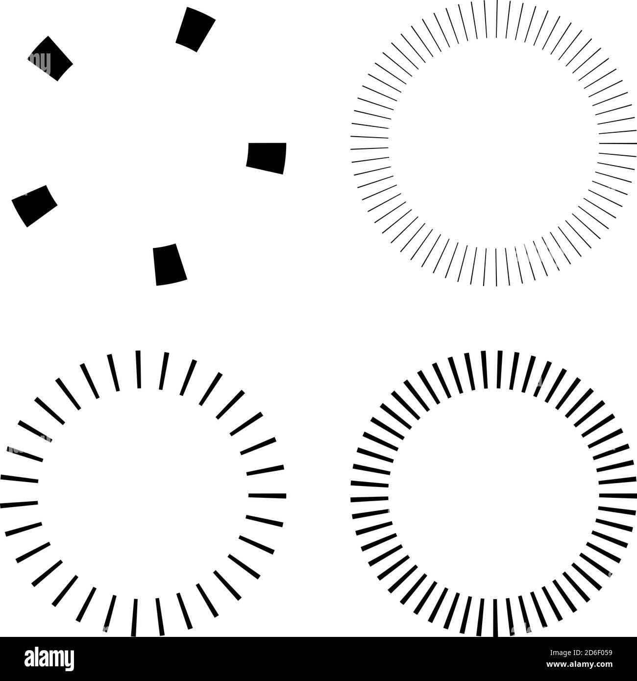 Set of Circular radial, radiating lines, beams, rays. Geometric circle ...